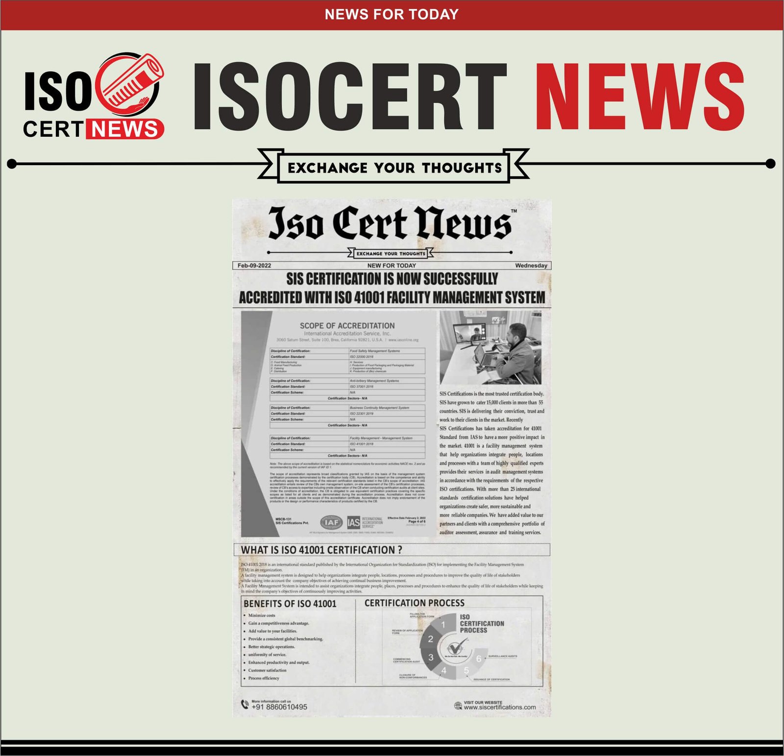 SIS Certification is now successfully accredited with ISO 41001 ...