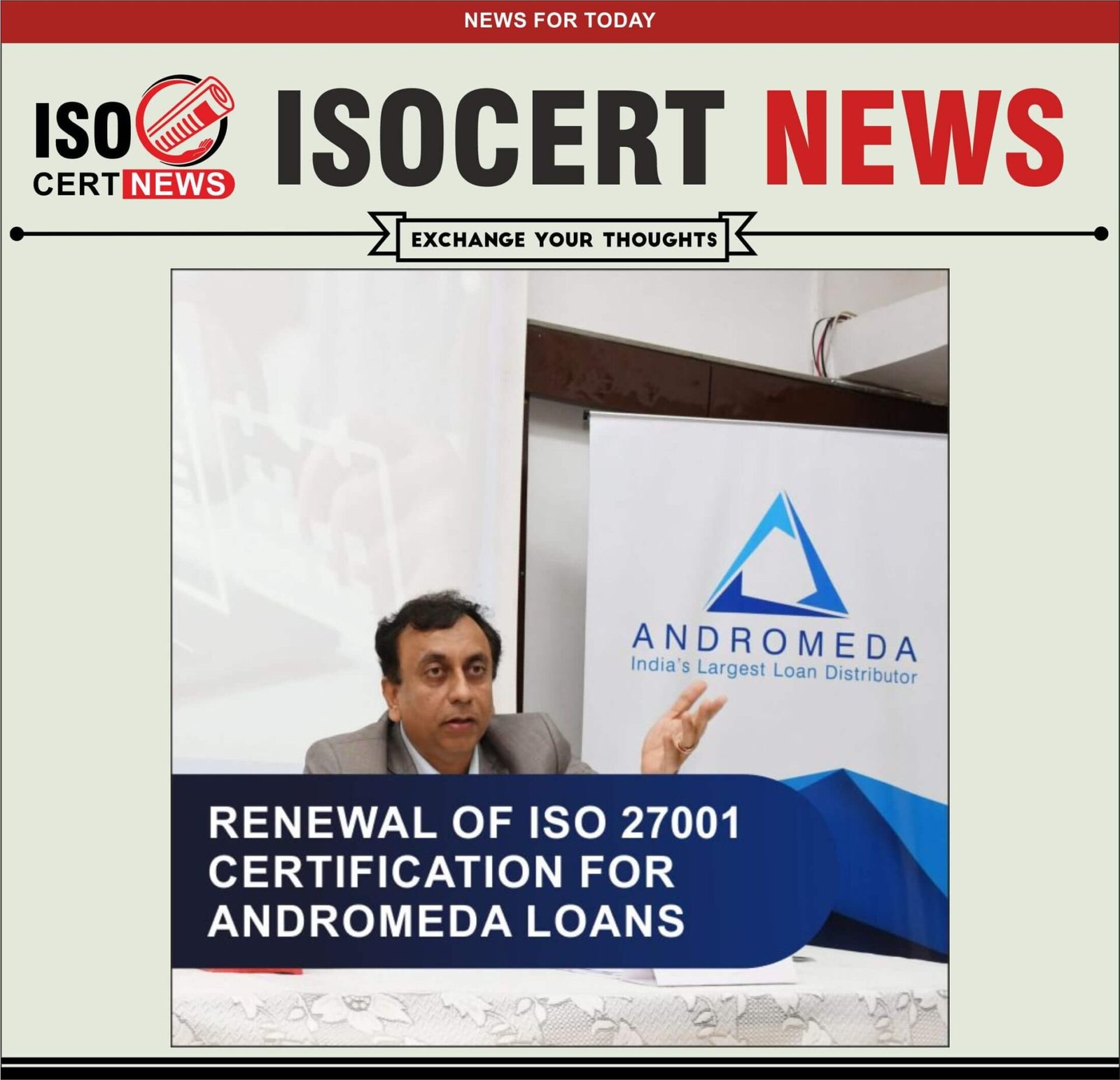 Renewal of ISO 27001 certification for Andromeda Loans